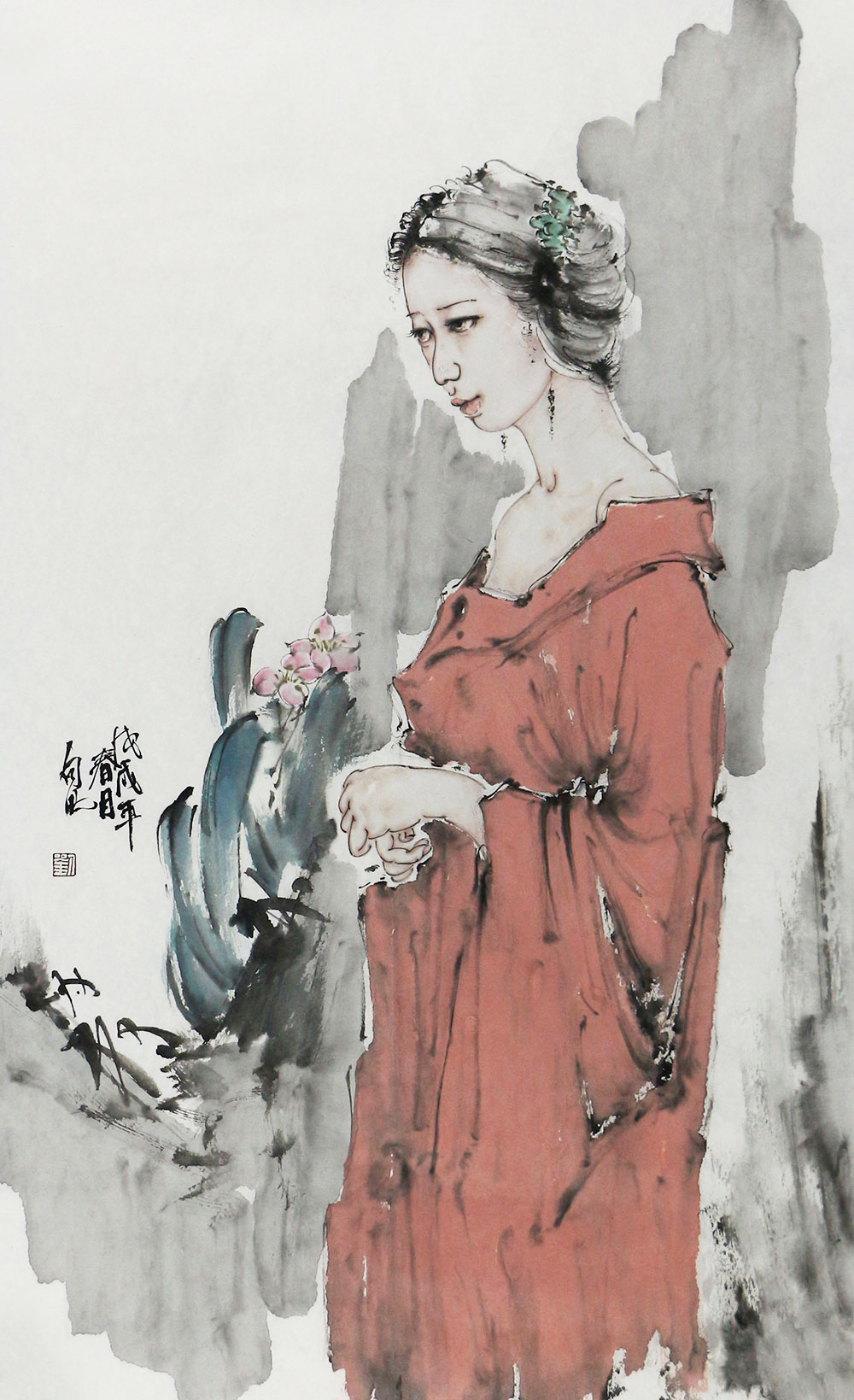 博宝资讯 刘向明国画人物作品赏析温馨的画面唯美的主题 刘向明 国画 人物 艺术 艺品万家 博宝艺术网