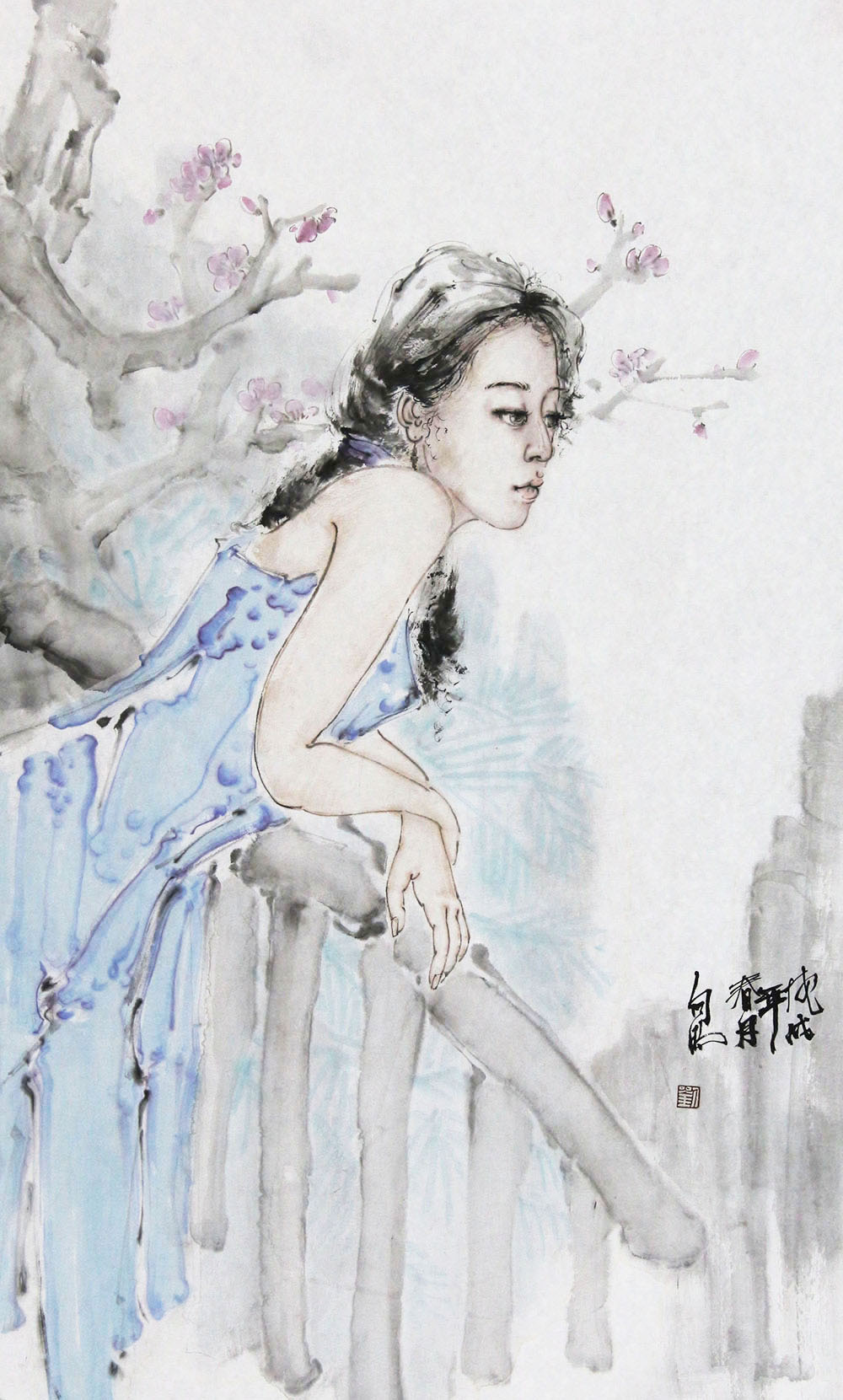 刘向明人物画作品赏析 佳人如花 恍然若梦博宝资讯 刘向明 人物画 博宝艺术网
