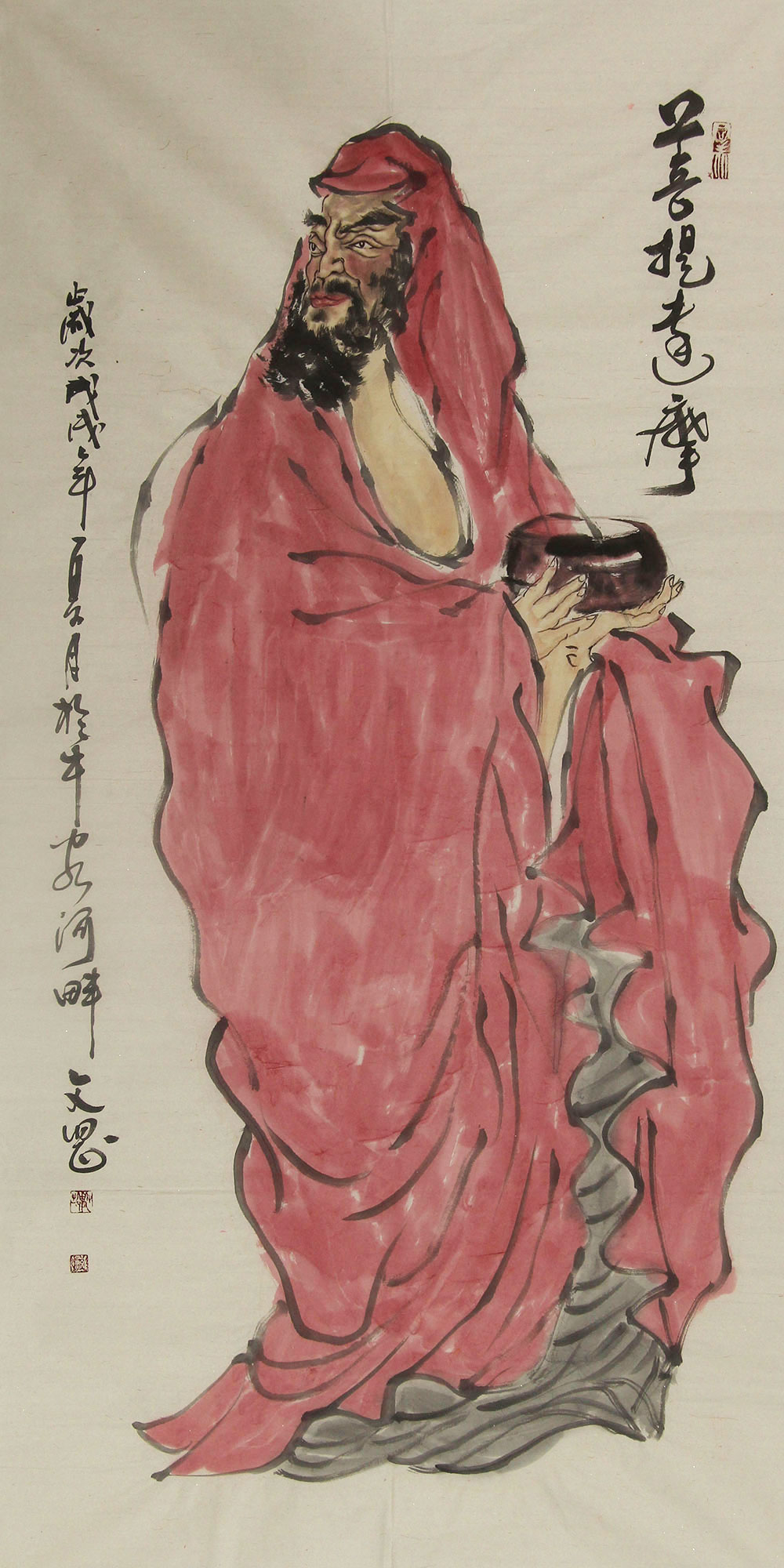 安详深沉的佛心禅境 蒋文罡人物画作品赏析博宝资讯 蒋文罡 人物画 菩提达摩 博宝艺术网