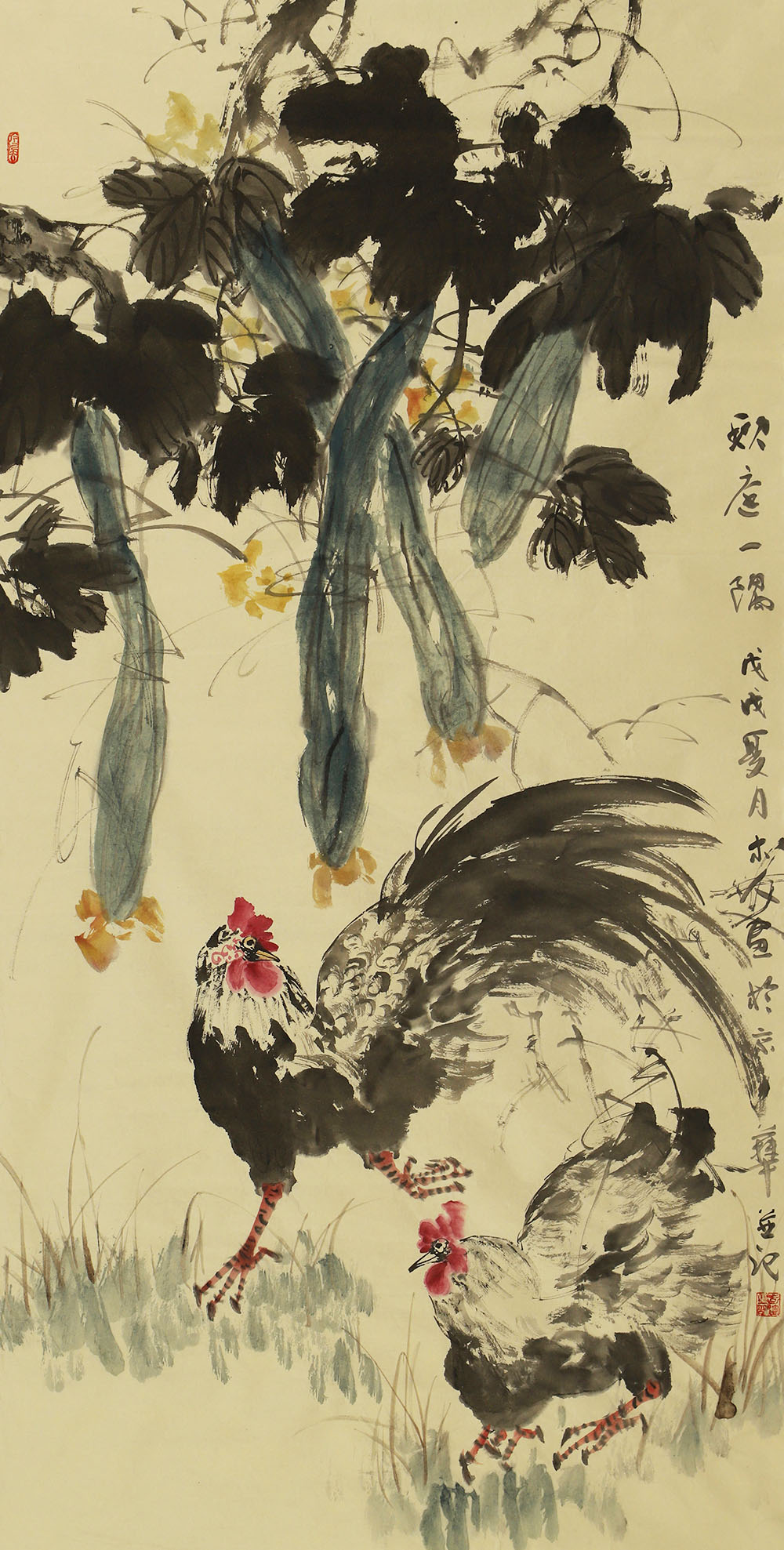 李辉花鸟画作品赏析 以淡黄色作为底蕴笔墨写意画面古朴灵动博宝资讯 李辉 花鸟画 清气满乾坤 博宝艺术网