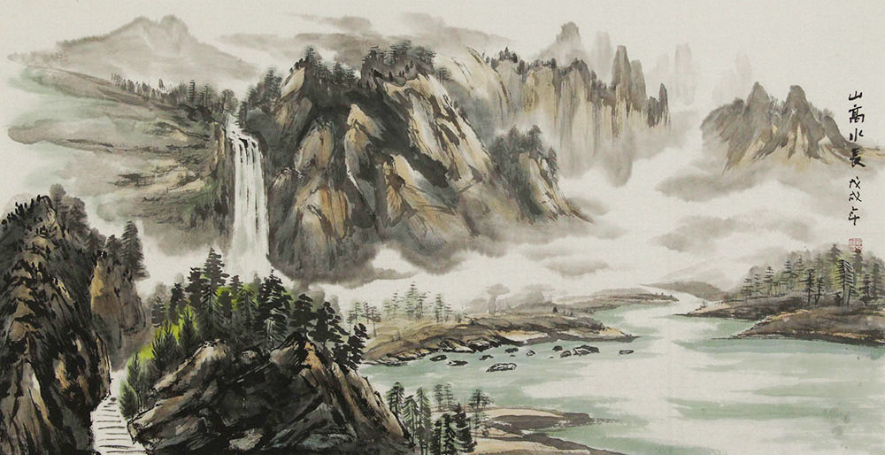 戴铁松山水画作品赏析 描绘的景物形象实中有虚意境的营造颇为壮阔博宝资讯 戴铁松 山水画 博宝艺术网