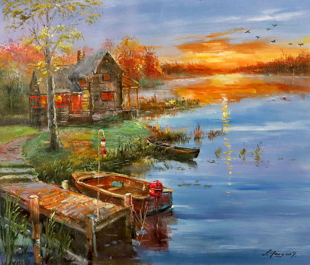梁峰油画作品赏析 恬静的乡村 闲适的氛围博宝资讯 梁峰 油画 博宝艺术网